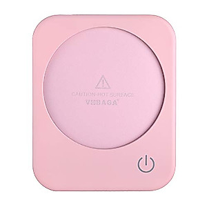 VOBAGA Coffee Mug Warmer with 4 Hours Auto Shut-Off, Coffee Warmer Plate for Office Home Desk Use with 3 Temperature Settings, Electric Cup Warmer for Cocoa,Tea, Milk, Water, Pink (No Cup)