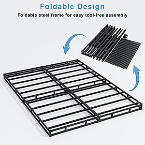 HOBINCHE 4 Inch Box Spring for Queen Bed Base, Low Profile Metal Queen Size Box Spring with Fabric Cover, 3000 Lbs Max Weight Capacity Mattress Foundation, Noise-Free, Easy Assembly