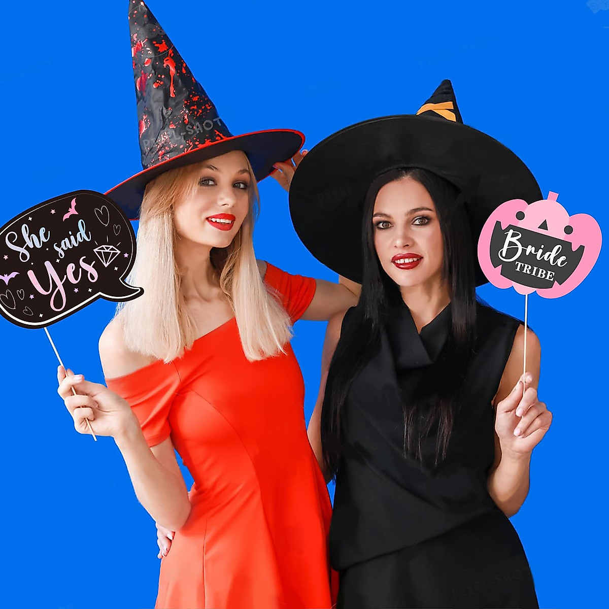 22 Pcs Halloween Bachelorette Party Photo Booth Props Kit-Bride Tribe Party Decorations, She Said Yes Bachelorette Party Photo Booth Props, Halloween Theme Girls Bachelorette Wedding Engagement Party