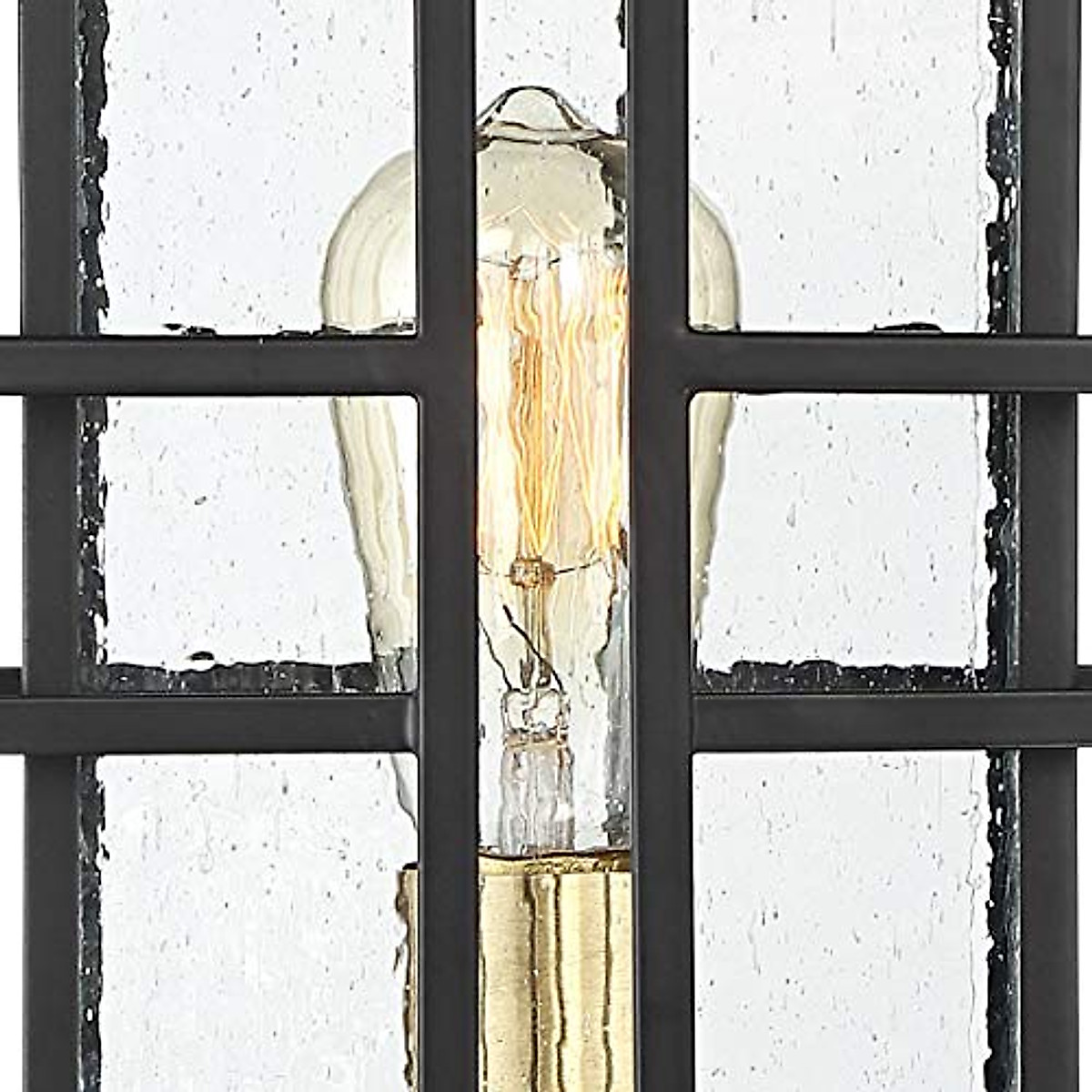 Possini Euro Design Arley Modern Outdoor Post Light Fixture Black Geometric Frame 13 3/4" Seedy Glass for Exterior Barn Deck House Porch Yard Patio Outside Garage Front Door Garden Home Roof Lawn