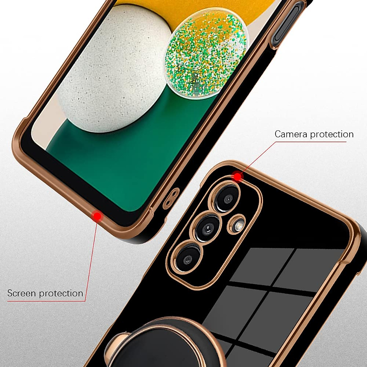 Bonoma Compatible with Samsung Galaxy A13 5G Case Astronaut Plating Electroplate Luxury Elegant Case Camera Protector Kickstand Shockproof Protective Corner Back Cover Galaxy A13 5G Case -Black