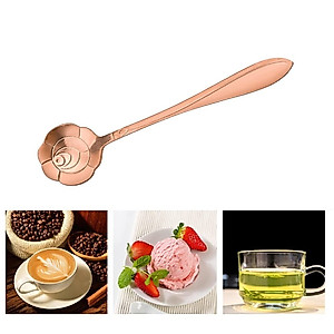 20 Pieces Stainless Steel Rose Flower Coffee Spoon Dessert Spoon Sugar Spoon Ice Cream Spoon Stirring Spoon Tea Spoon Milkshake Spoon Set for Tableware Kitchen, Cafe or Bar Rose Gold