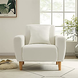 FREEHOMAE Polyester Accent Chair for Living Room Square Arm Chair with Toss Pillow Comfy Single Sofa Club Chair for Small Space