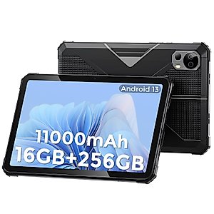 FOSSIBOT DT1 10.4 inch Android 13 Tablet,11000mAh Rugged Tablet 2K FHD+16GB+256GB Tablet 48MP+16MP Camera Smart Tablet IP68-69K Waterproof Tablet 4G Dual SIM+5G WiFi Tablet 18W Fast Charging/OTG/1TB