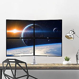 OMTONGXIN Monitor Arm Quad Screen Monitor Stand Mount 15"-27" Monitor Desk Mount Stand with Robotic Arm Height Adjustable Monitor Arm Mount, Each Arm Holds Up to 22 Lbs Adjustable Monitor Stand