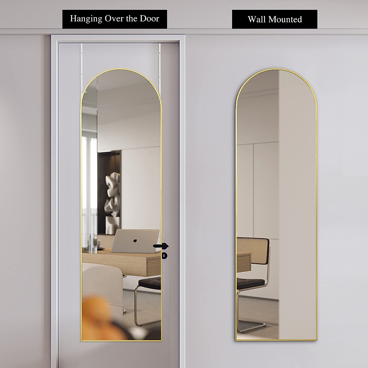 Protylctaster Full Length Mirror Wall Mounted Mirror Black and Gold Over The Door Mirror Full Length Bundle Sale