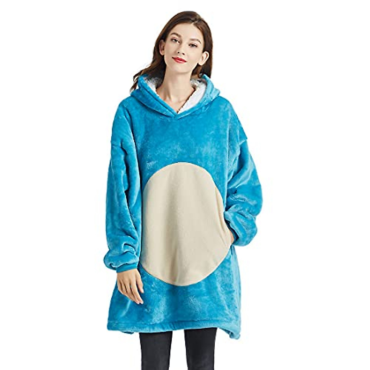 Women's Cartoon Anime Blanket Halloween Costumes Oversized Wearable TV-Blanket Sherpa Sweatshirt Adult One Size