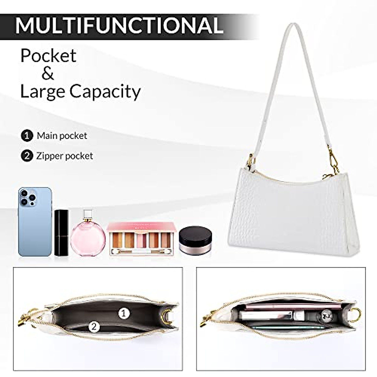 sembook Shoulder Bag For Women Crossbody Purse Clutch Crossbody Small (White)