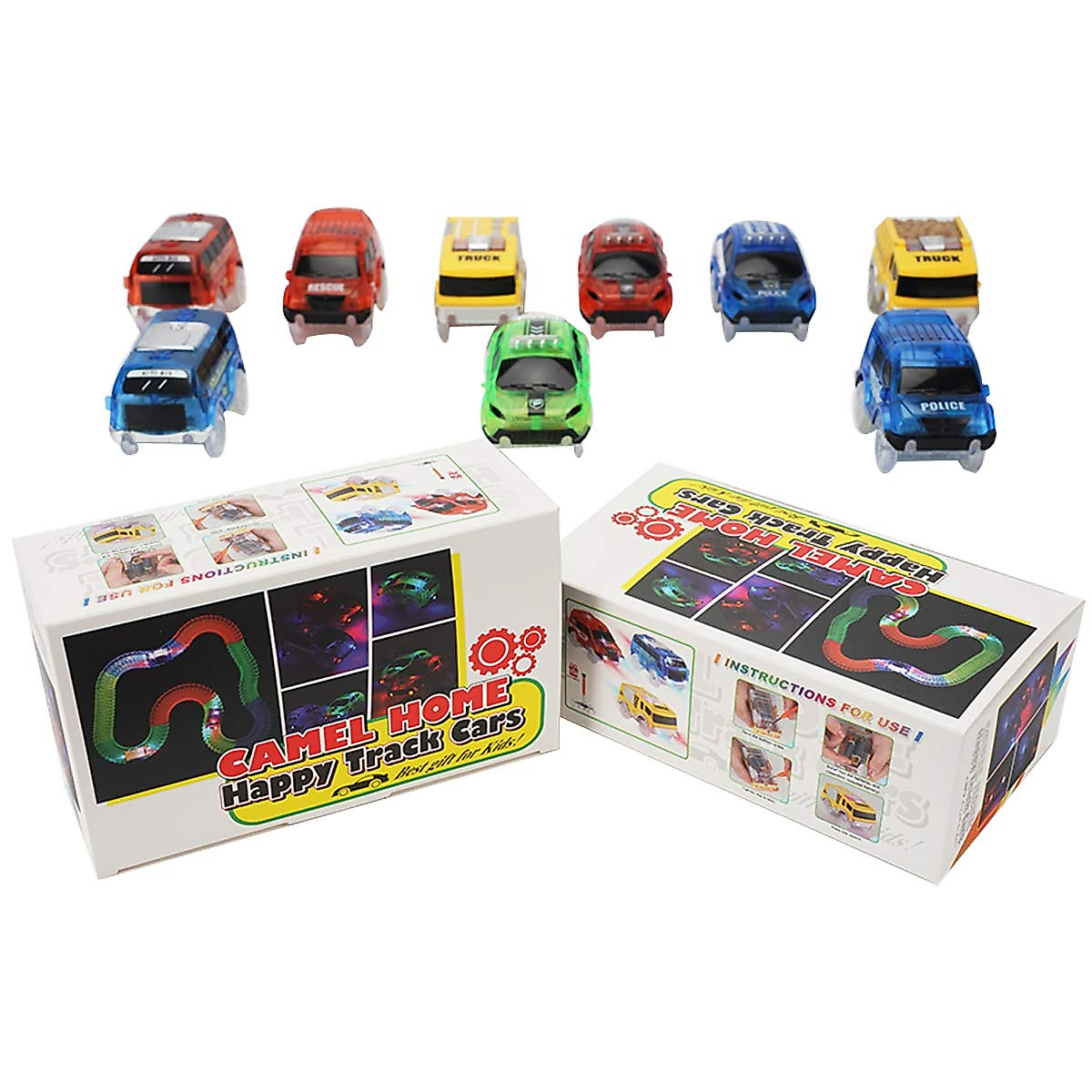 Tracks Cars only Replacement, Race Cars for Tracks Glow in the Dark, Light up Racing Car Track Accessories with 5 Flashing LED Lights, Compatible with Most Tracks for Kids Boys and Girls(3pack)