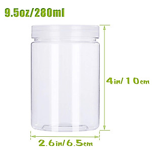 OJYUDD 12 Pack Clear Plastic Jars with Lids,Plastic Containers with Lids for Cosmetics, Lotions, Body Butters, Slime & Beauty Products(9.5 oz)