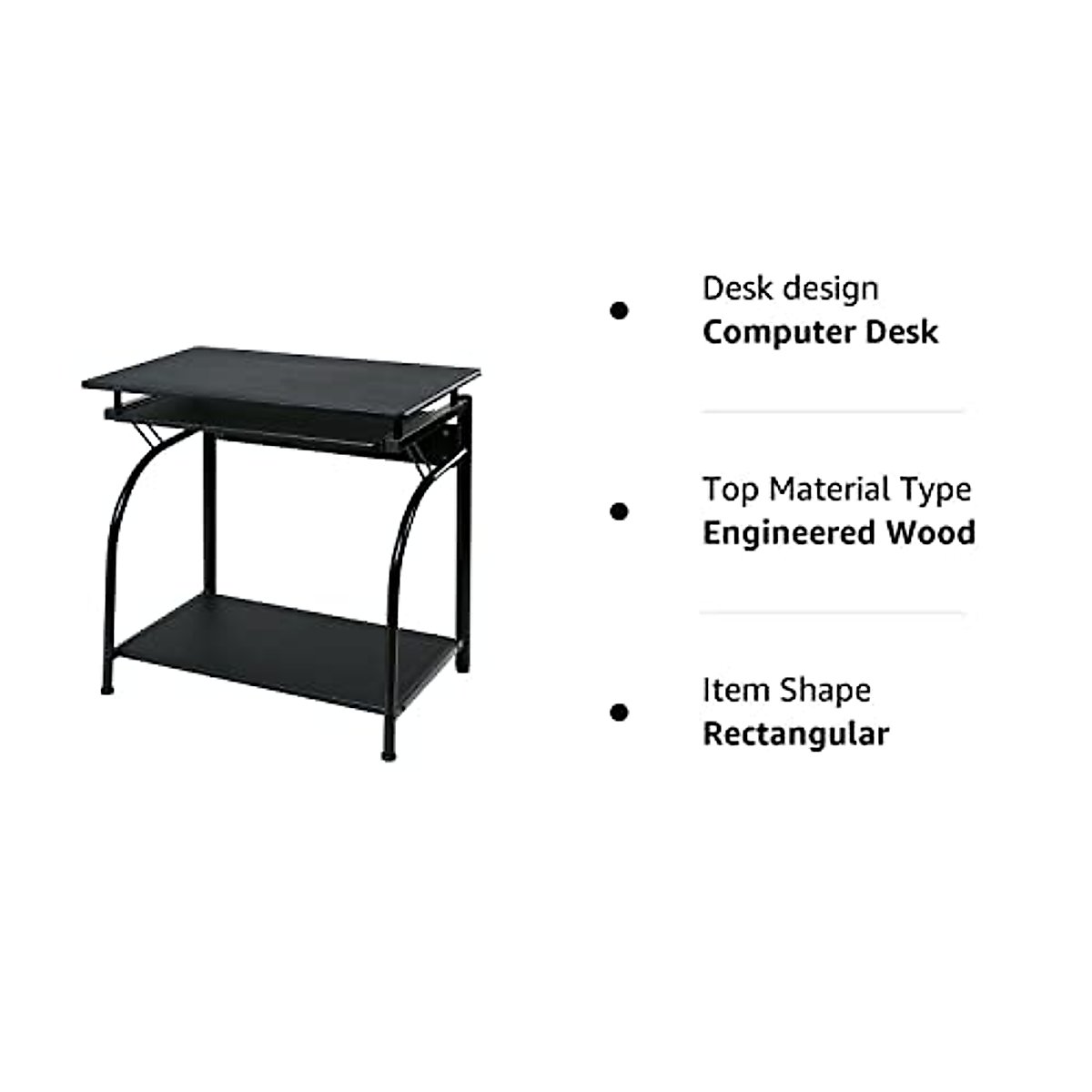 OneSpace Stanton Computer Desk with Pullout Keyboard Tray, Black