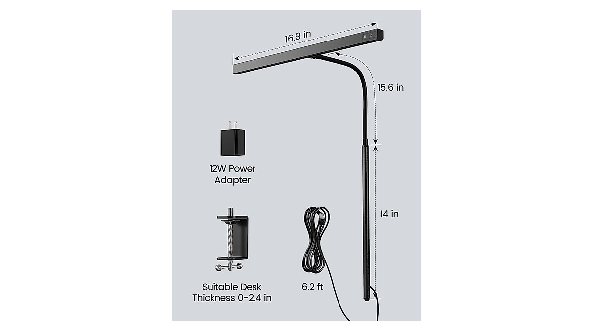 SUPERDANNY Eye-Caring LED Desk Lamp - Adjustable Brightness