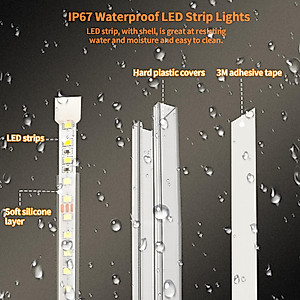 JESLED Under Cabinet Lights with Light & Motion Sensor, Dimmable and Adjustable 2700K to 10000K, 3 Working Modes, Timer, IP67, 9.8 ft LED Strip Lights for Cabinet, Counter, Shelf, Bed, Room
