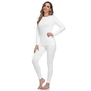 WEERTI Thermal Underwear for Women Long Johns with Fleece Lined, Base Layer Women Cold Weather Top Bottom White