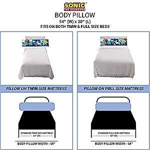 Sonic The Hedgehog Bedding Super Soft Microfiber Zippered Body Pillow Cover, 54 in x 20 in, (Official Sega Sonic Product) Anime