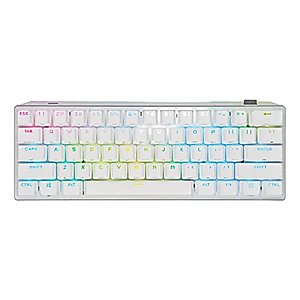 Corsair K70 PRO Mini Wireless RGB 60% Mechanical Gaming Keyboard - Fastest Sub-1ms Wireless, Swappable Cherry MX Brown Keyswitches, Aluminum Frame, PBT Double-Shot Keycaps - NA Layout, QWERTY - White