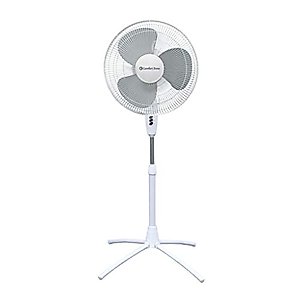 Comfort Zone CZST185WT 18" 3-Speed Oscillating Pedestal Fan with Adjustable Height and Tilt, 90-Degree Oscillation and Quad-Pod Folding Base, White
