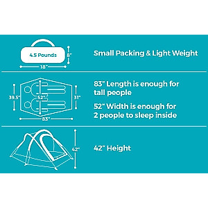 Alvantor Camping Tent Outdoor Warrior Pro Backpacking Light Weight Not Waterproof Family Tent Pop Up Instant Portable Compact Shelter Easy Set Up (PATENT PENDING), Teal, 83” x 55” x 42”H (9013)