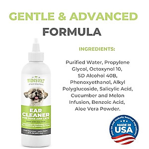 Mighty Petz Dog Ear Cleaner – Pet Ear Wash to Support Itchy, Infection Prone Ears, Yeast and Wax. Advanced & Gentle Otic Cleaning Solution. Ear Drops for Dogs and Cats - 8 oz