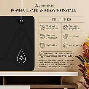 AromaPlan Bluetooth Smart Scent Air Machine for Home + 3 Fragrances– Smart Cold Air Technology, Hotel Collection Diffuser, Waterless Whole House Scent Diffuser with Top Picks Fragrance Kit, Black
