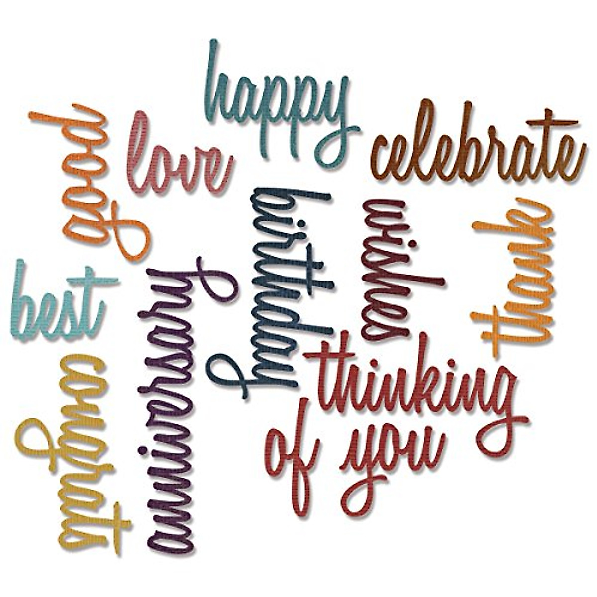 Sizzix SIZ660223 Tholtz Thinlits Die Celebration Words Scrpt Tholtz Thinlits Die , White