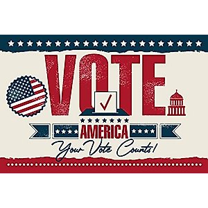 Vote Postcards Bulk - Your Vote Counts - Set of 100 - 4x6 Standard Size - US Flag Post Card Political Activism, Great Election Supplies, Fun and Eye-Catching Design Postcards for Family and Friends