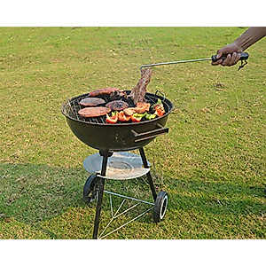 PEPKICN 18 Inches Food Flipper - Stainless Steel BBQ Meat Turner Hook with Wooden Handle (1 Pack Right-Handed)