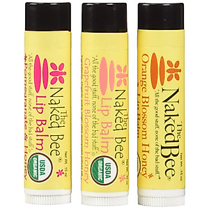 The Naked Bee Lip Balm in Orange Blossom Honey, Grapefruit Blossom, and Pomegranate & Honey (0.15 oz) - 3 Pack