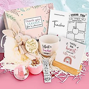 Teacher Appreciation Gifts - Best Teacher Gifts for Women - Thank You Gifts for Teachers - Best Teacher Ever Succulent Pot Bookmark Bath Set