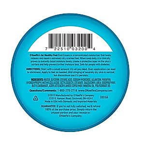 O'Keeffe's for Healthy Feet Foot Cream; Guaranteed Relief for Extremely Dry; Cracked Feet; Instantly Boosts Moisture Levels; 3.2 Ounce Jar; (Pack of 2)