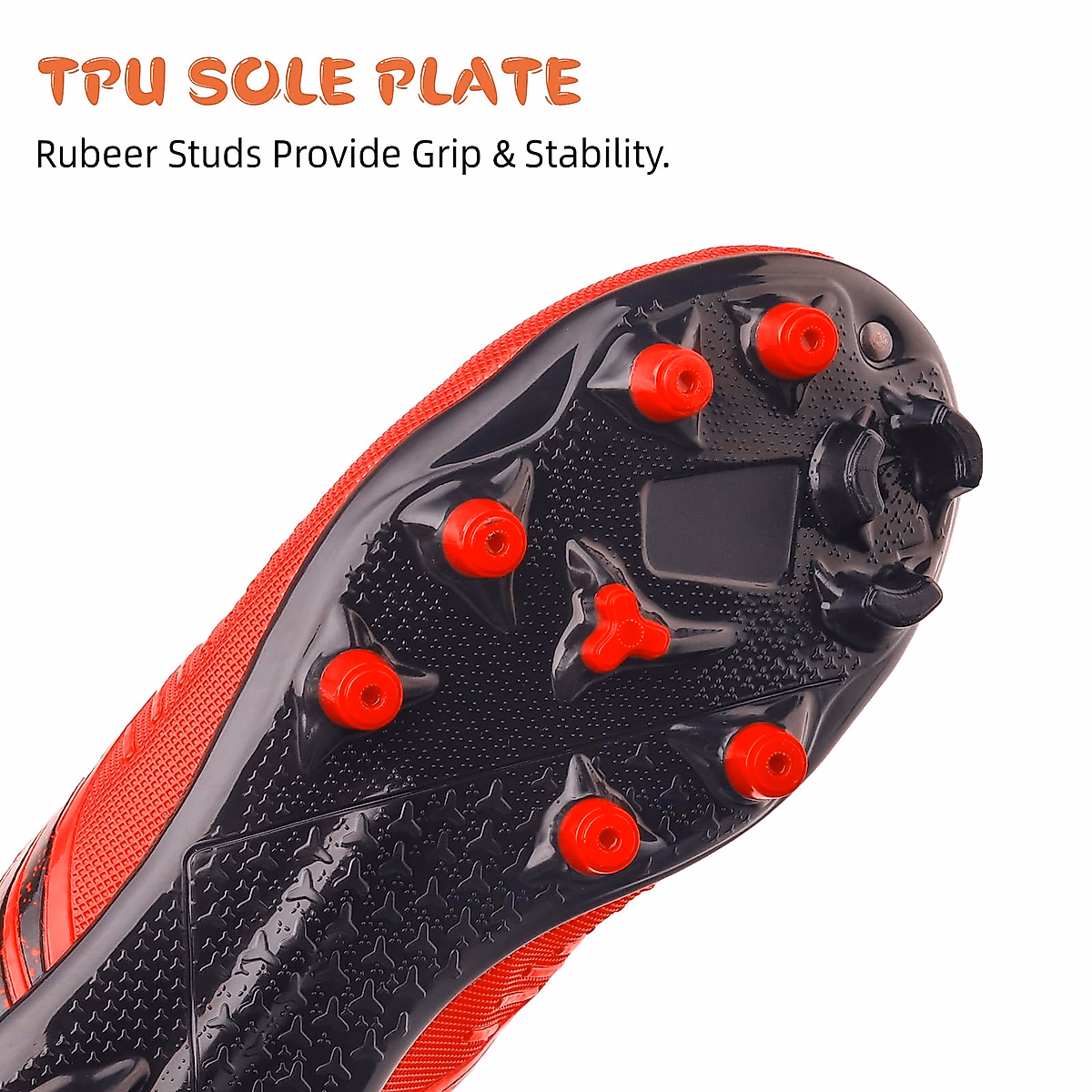 ZVC Kids Soccer Cleats Boys Girls Soccer Shoes Outdoor Firm Ground Youth Football Cleats (Little Kid/Big Kid) Red