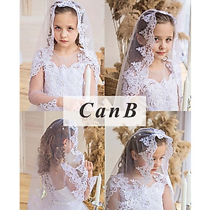 CanB Flowergirl Lace Veil 1 Tier First Communion Veil with Comb Bridal Elbow length Veils and Headpieces 27.6 inches