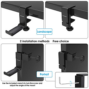 aceyoon Dual Headphone Stand, Under Desk Hanger, 360 Degree Rotatable Dual Headset Holder with Adjustable Clamp, Table Hook for Bag/Backpack/Gaming Headphone