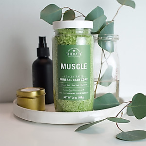 Village Naturals Therapy, Muscle Concentrated Mineral Bath Soak, Eucalyptus Mint Scent, 20 oz, Pack of 4