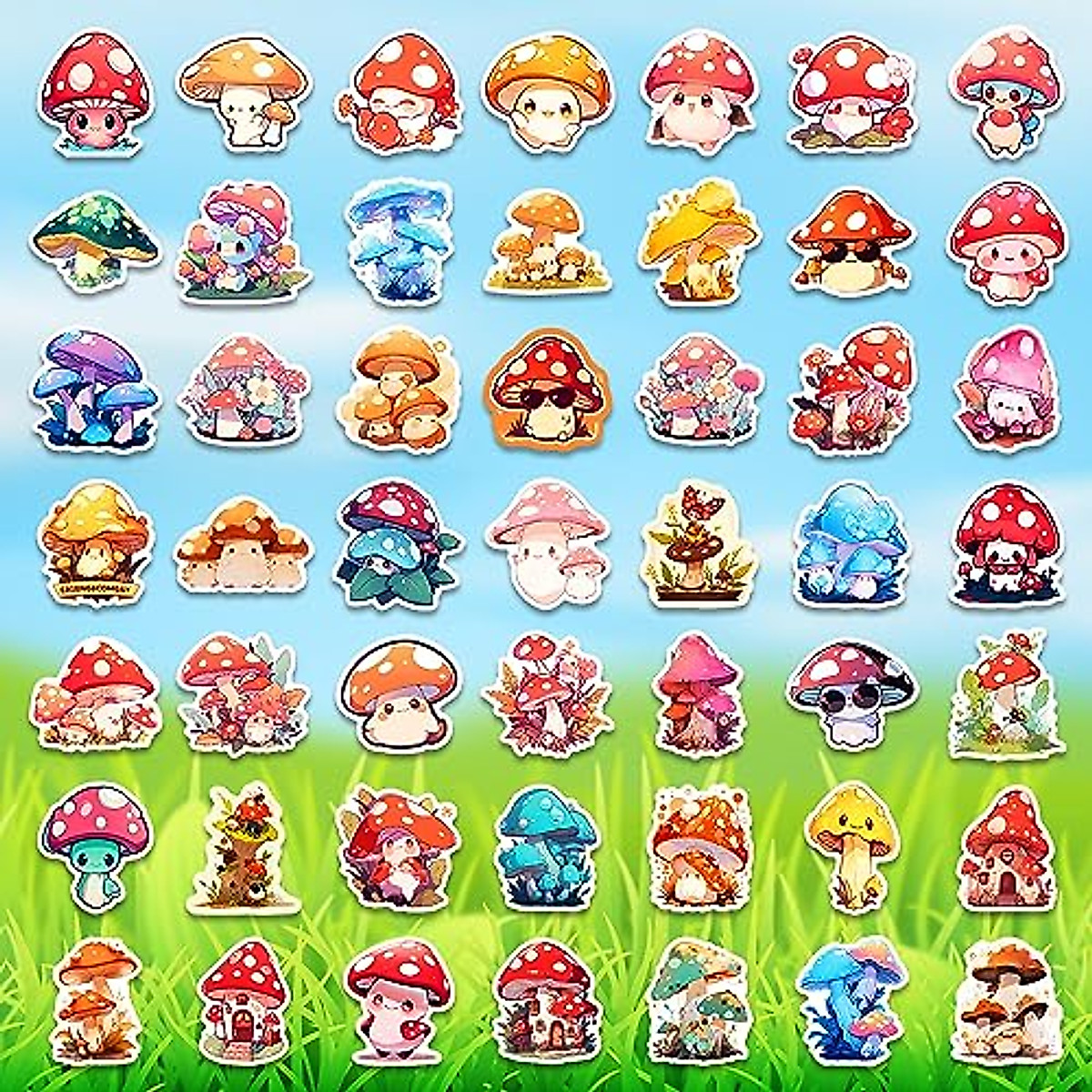 100 PCS Cute Stickers Pack,Cartoon Mushroom Stickers for Kids Boys Girls,Waterproof Aesthetic Stickers for Water Bottle Laptop Scrapbook Notebook Skateboard