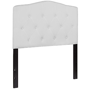 BizChair Tufted Upholstered Twin Size Headboard in White Fabric