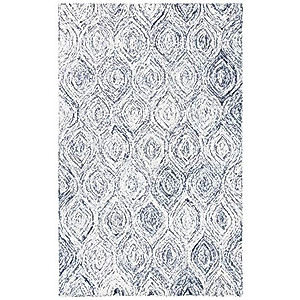 SAFAVIEH Ikat Collection Area Rug - 8' x 10', Silver & Grey, Handmade Wool, Ideal for High Traffic Areas in Living Room, Bedroom (IKT631G)