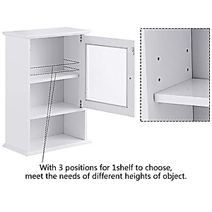 Tangkula Bathroom Wall Cabinet, Wooden Wall Mounted Medicine Cabinet with Adjustable Shelf, White