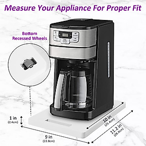 MissionMax White Bamboo Appliance Sliding Tray: Streamline Your Kitchen Counter Top with a Roll-out Shelf for Standard US Coffee Maker & Small Appliances, Fits Perfectly Under Cabinet