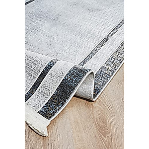 Livinify Torsdala Grey Frame Machine Made Area Rug (16'4" x 3'4")