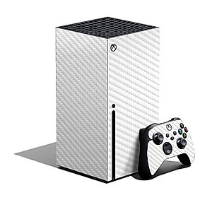MightySkins Carbon Fiber Skin Compatible with Xbox Series X Bundle - Solid White | Protective, Durable Textured Carbon Fiber Finish | Easy to Apply and Change Styles | Made in The USA