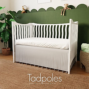 Tadpoles Crib Skirt with Tassel | 28" x 52" with a 14" Drop | Made of 100% Softly Brushed Microfiber Polyester | Easy to Care for | Soft, Smooth, Breathable & Durable | Ideal for Babies | Grey