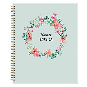 Blue Sky 2023-2024 Academic Year Weekly and Monthly Planner, 8.5" x 11", Frosted Flexible Cover, Wirebound, Laurel (144723)