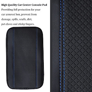 TRNOI Universal Armrest Box Mat,Waterproof Armrest Cover Center Console Pad,Car Armrest Seat Cover,PU Leather Auto Armrest Cushion(1piece,Armrest Box-Blue)