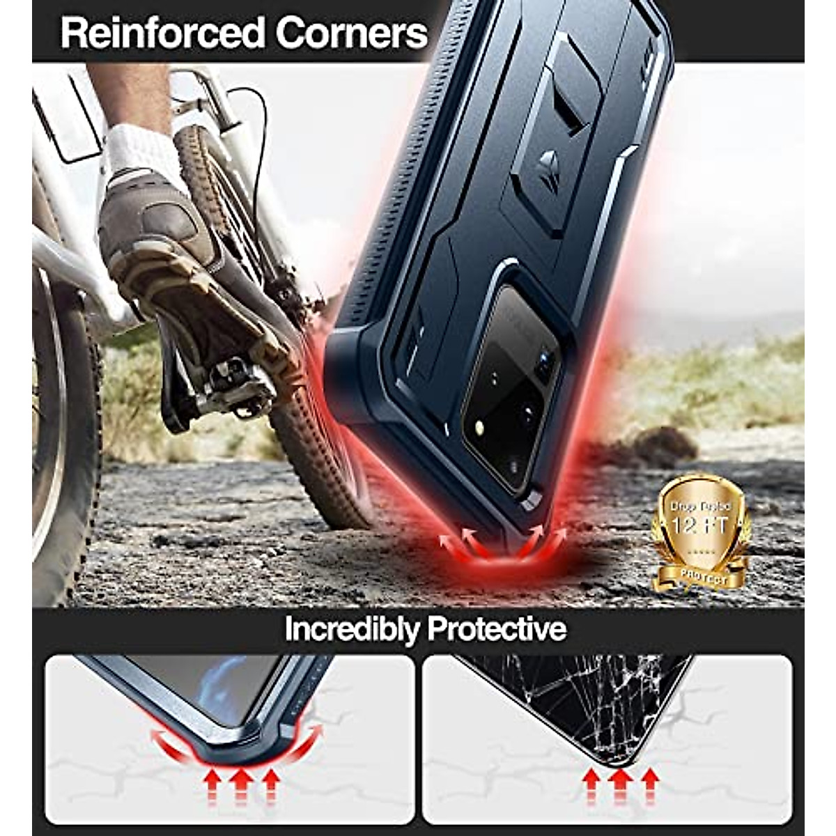 Dexnor Full Body Case for Samsung Galaxy S20 Ultra/6.9 inches, [Built in Screen Protector and Kickstand] Heavy Duty Military Grade Protection Shockproof Protective Cover for Galaxy S20 Ultra,Navy Blue