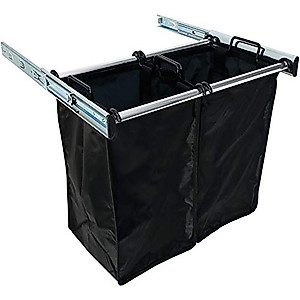 TAG Hardware Full Extension Pullout Laundry Hamper with Removable Bag Polished chrome (24" W 2 removable small bags)