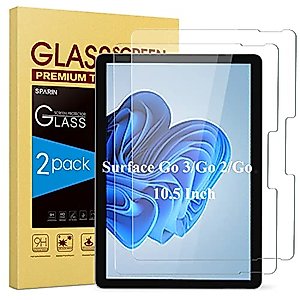SPARIN [2 Pack] Screen Protector Compatible with Microsoft Surface Go 4/Surface Go 3/Surface Go 2/Surface Go (2021/2020) 10.5 Inch, Tempered Glass, High Responsive