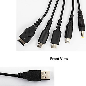 risingsaplings for USB Cable 5 in 1 Cord for Wii U DS Lite New 3DS XL 3DS XL 2DS Dsi XL NDS GBA SP PSP 1000 2000 3000