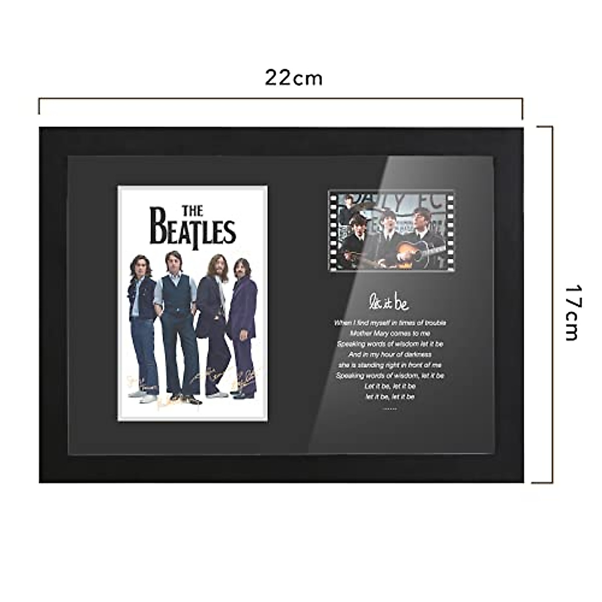 veratwo The Beatles Decor - Signed Beatles Poster Framed Gifts with 1x 35mm Film Display,Beatles Let It Be lyric Decoration,Cool Memorabilia Gifts for Beatles Fans 8x6 Inches