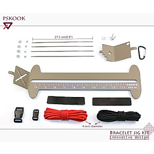 PSKOOK Paracord Jig Bracelet Maker, Paracord Tool Kit Adjustable Length Weaving DIY Craft Maker Tool (Khaki)
